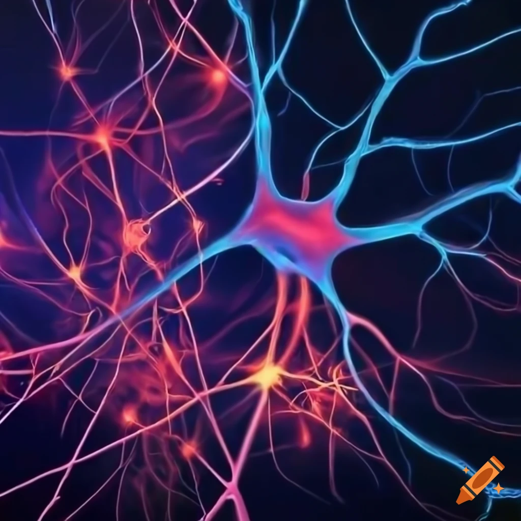 Visualization of glowing brain neurons with pulsing points on Craiyon