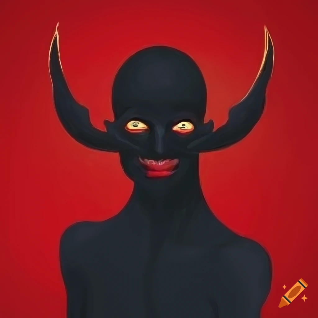 Stylized painting of a shadow demon with red line on its forehead on ...