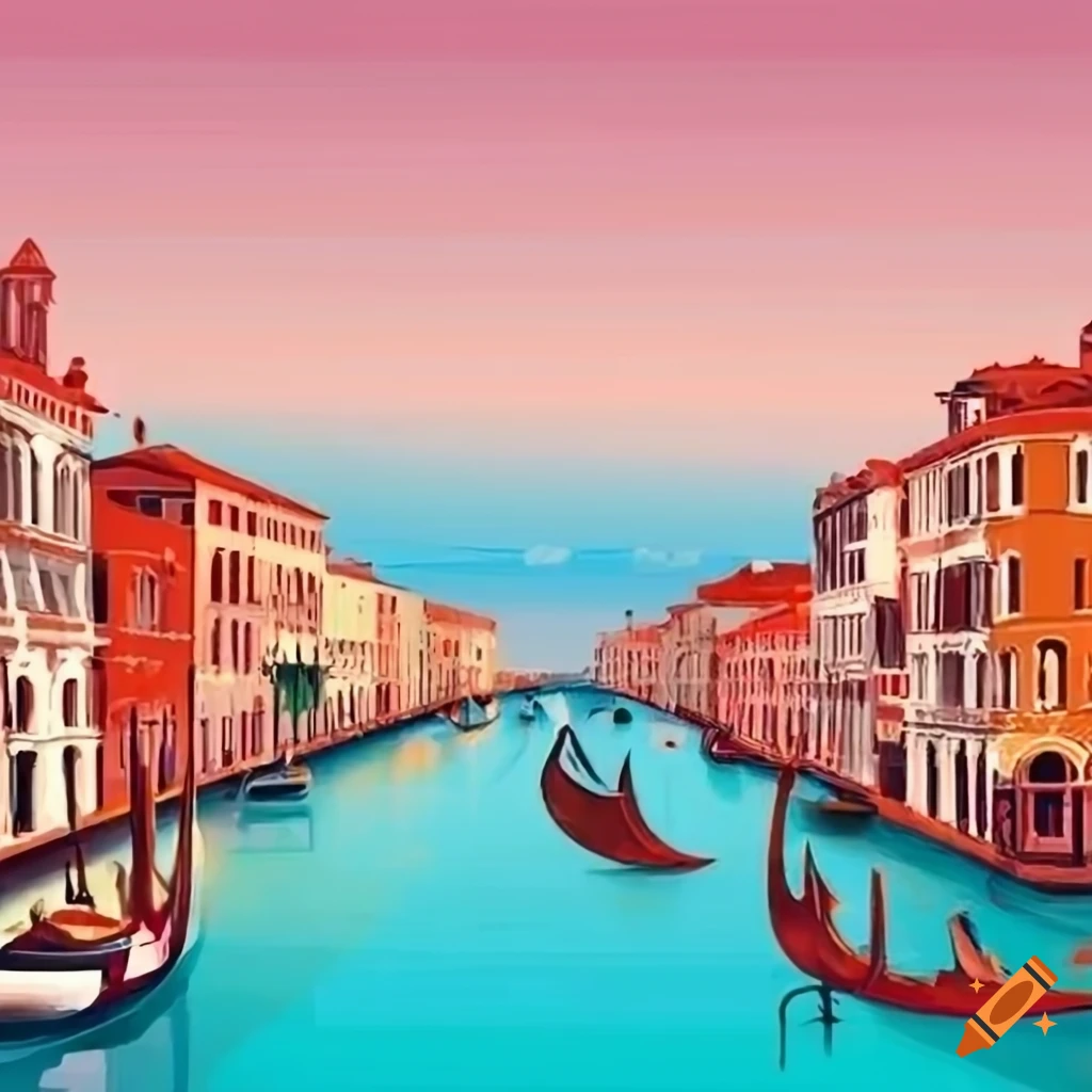 Travel poster of venice with vector graphics during daytime on Craiyon
