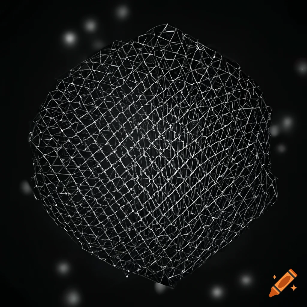 Complex 4d hypercube geometry on black background on Craiyon