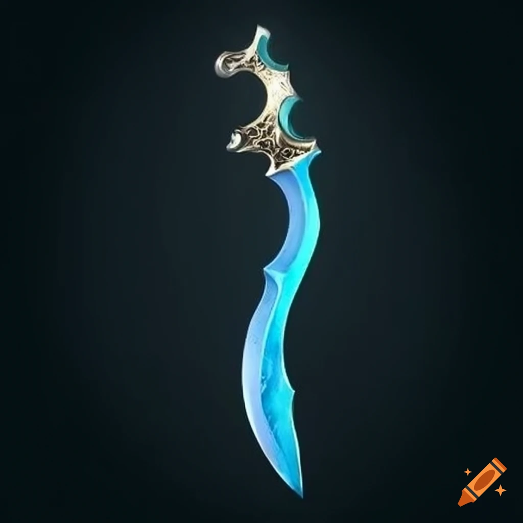 Fantasy magical curved sword with wave design on Craiyon