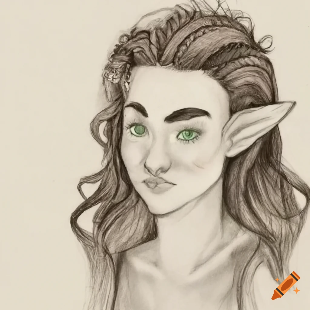 Smiling chubby DnD Halfling with brown hair in a French braid and ...