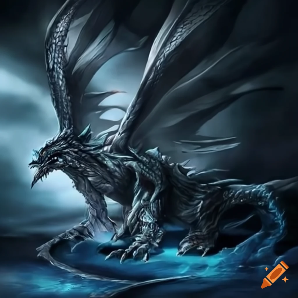 Majestic silver dragon in a stormy sky on Craiyon