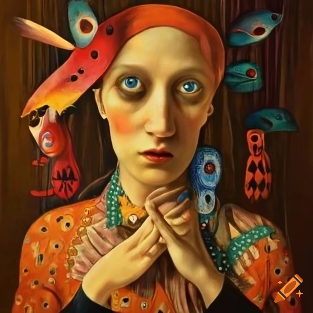 Surrealist and folk art combination on Craiyon