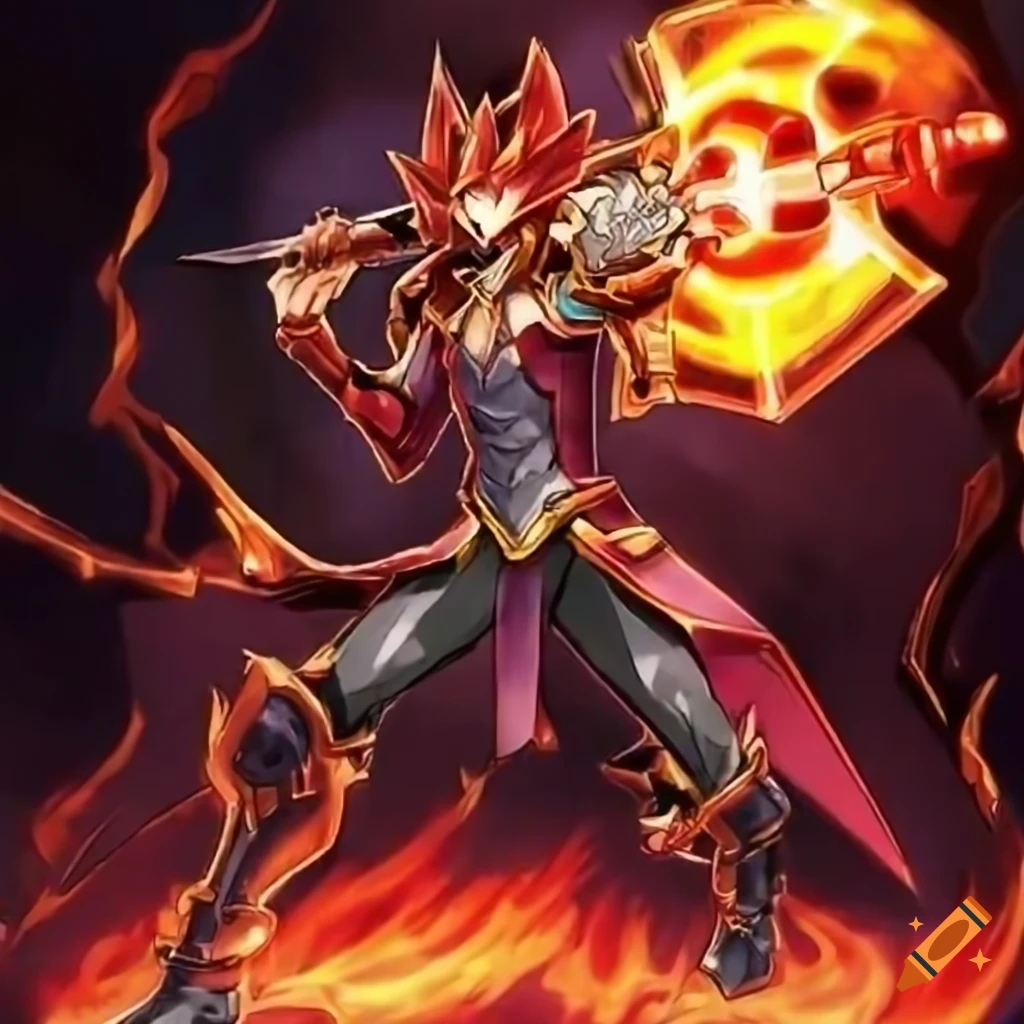 Flame swordsman axe raider yugioh card on Craiyon