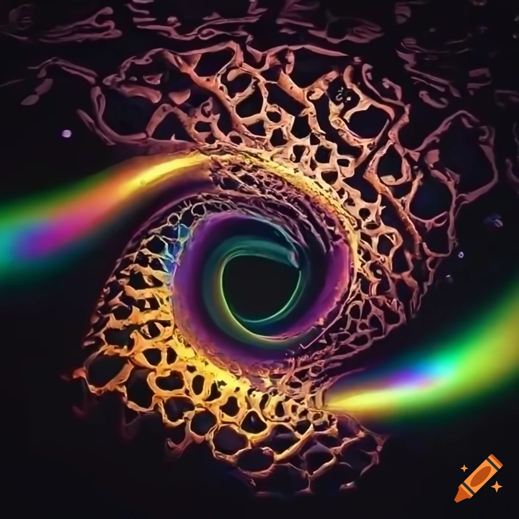 Steel sculptural MC Escher labyrinth artwork with iridescent liquid on ...