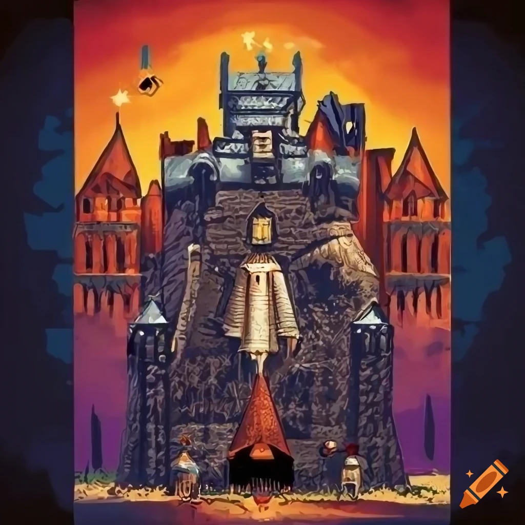 80s medieval game poster for text adventure on Craiyon