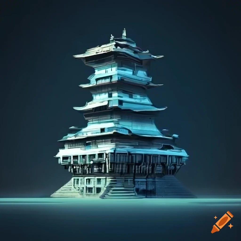 Asian-style futuristic building design on Craiyon