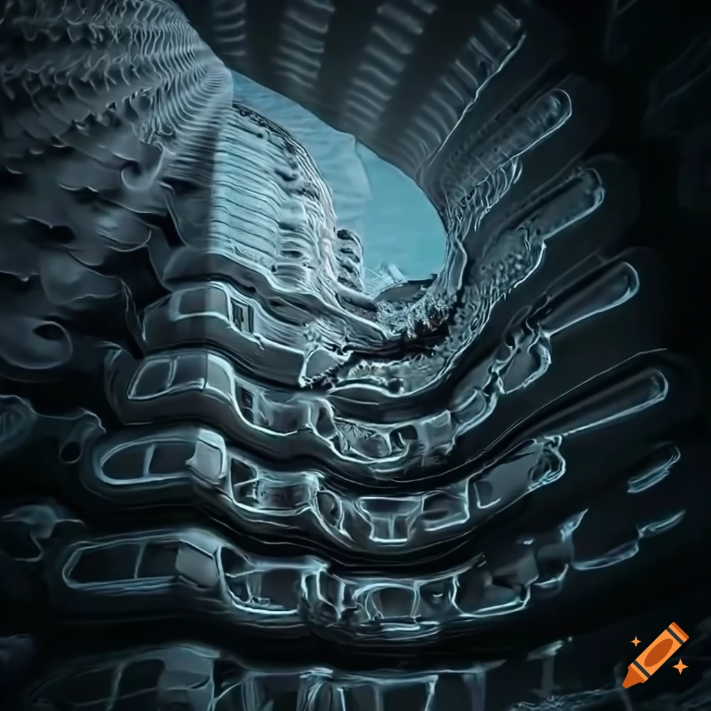 Black spiny-eyed labyrinth metallic building inspired by the Penrose ...