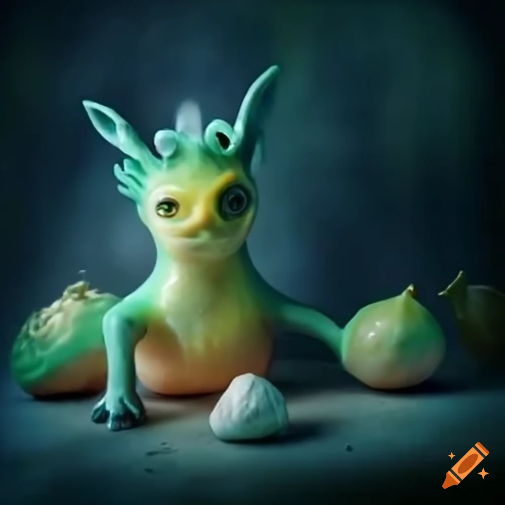 Mythical creatures and mutant omega mart lemon fruit monster in a ...