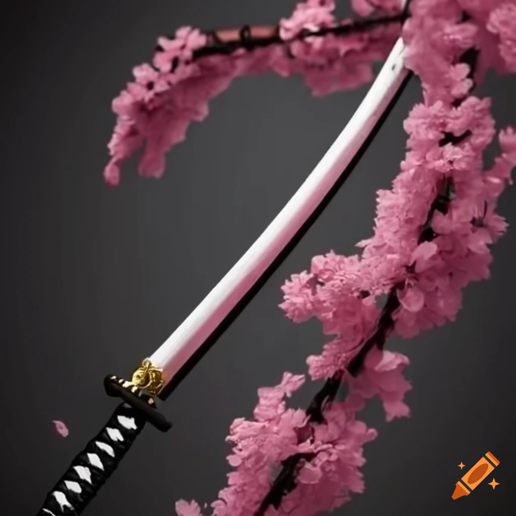 Katana intertwined with sakura branches on Craiyon