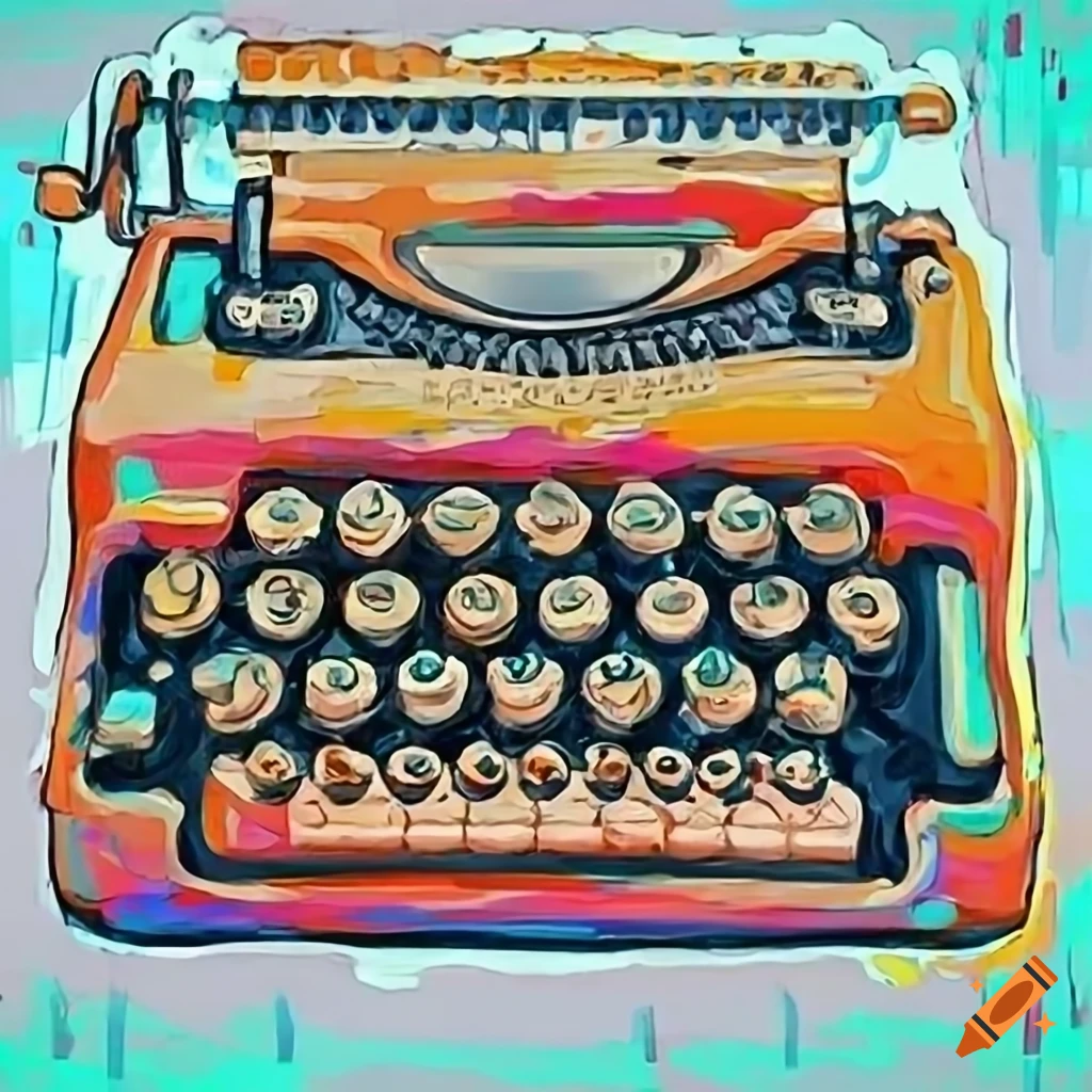 Old-style cartoon typewriter in 16x9 size on Craiyon