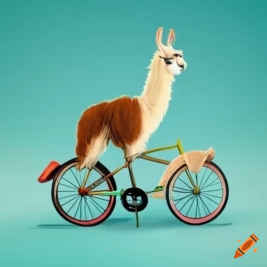 Llama riding a bicycle on Craiyon