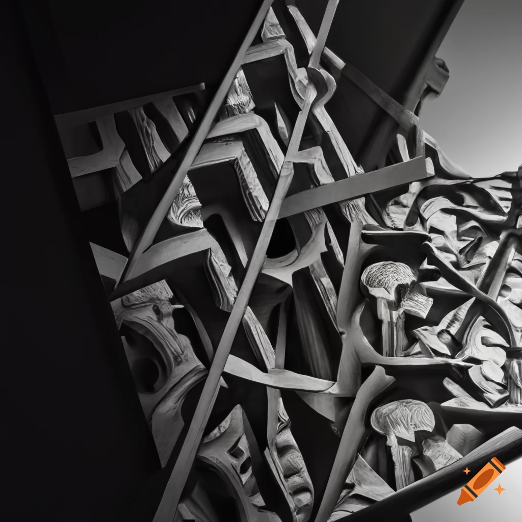 4k steel sculptural mc escher labyrinth on Craiyon