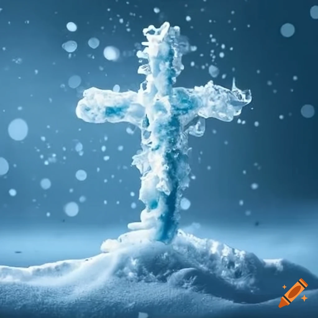 Snow ice jesus on cross on Craiyon