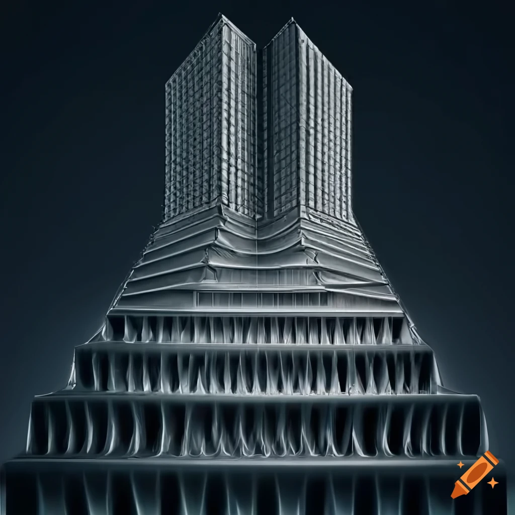 Surreal black Penrose labyrinth metallic building in 4k resolution on ...