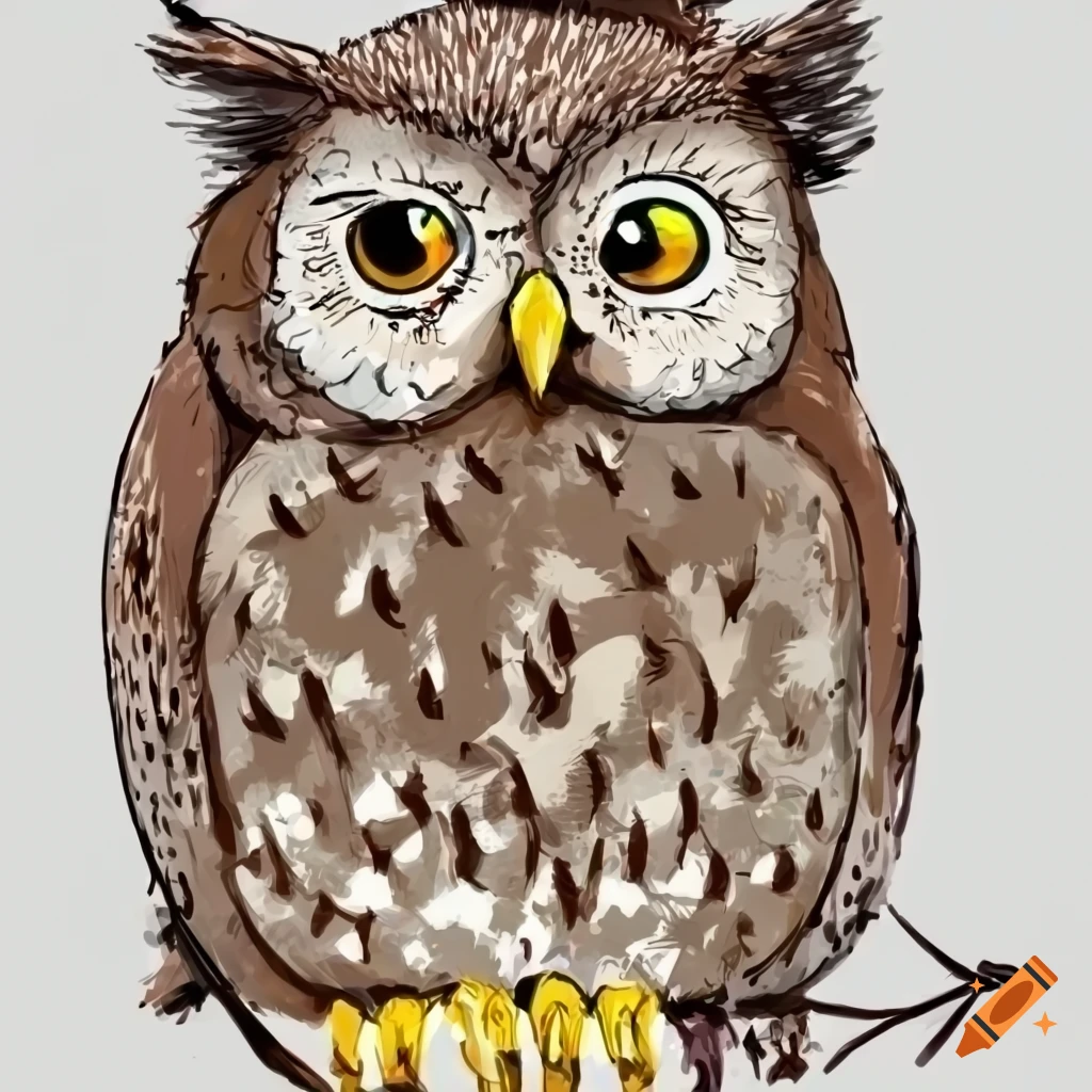 Cartoon fat owl with pointy ears on Craiyon