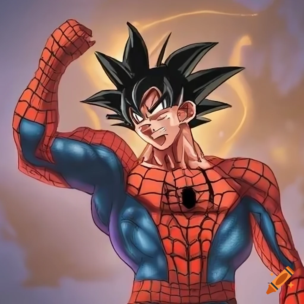 Goku cosplaying as spider-man without a mask on Craiyon