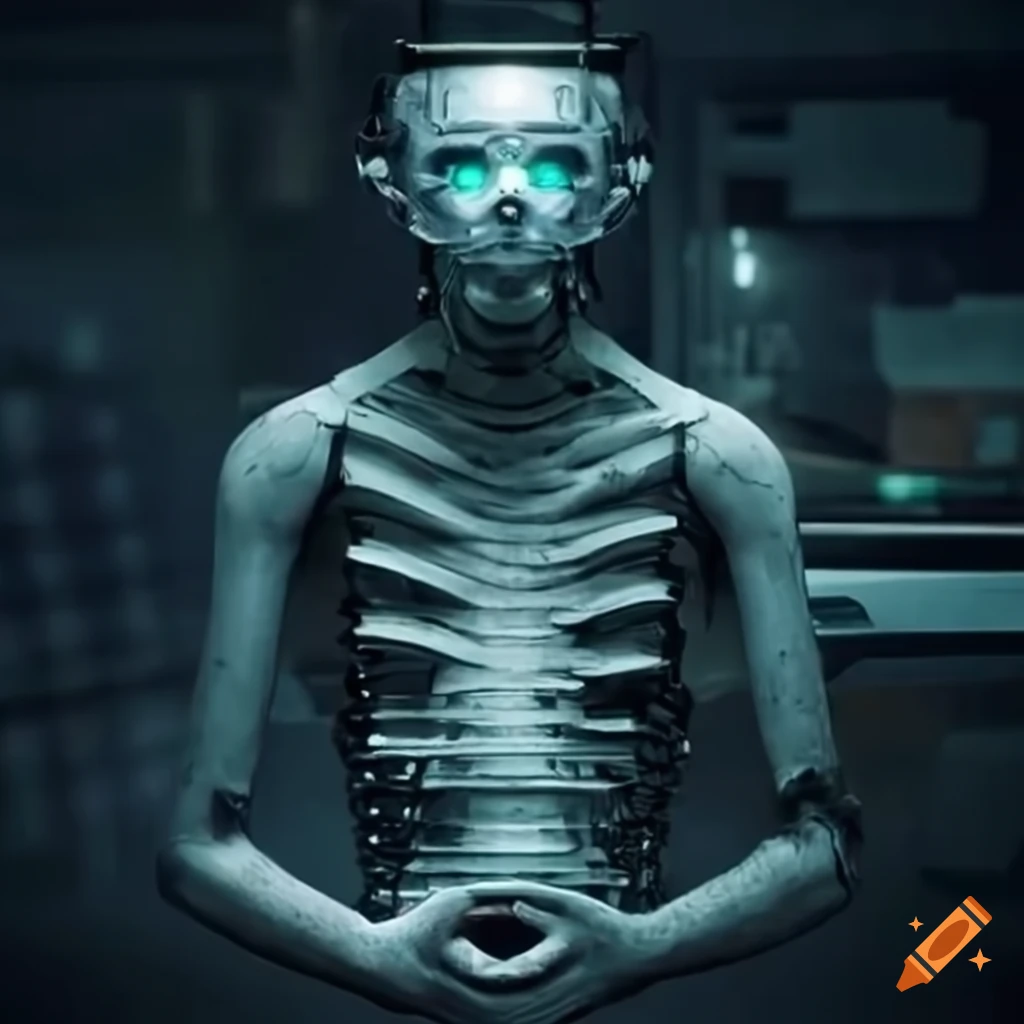 Man-machine in a dystopian world on Craiyon