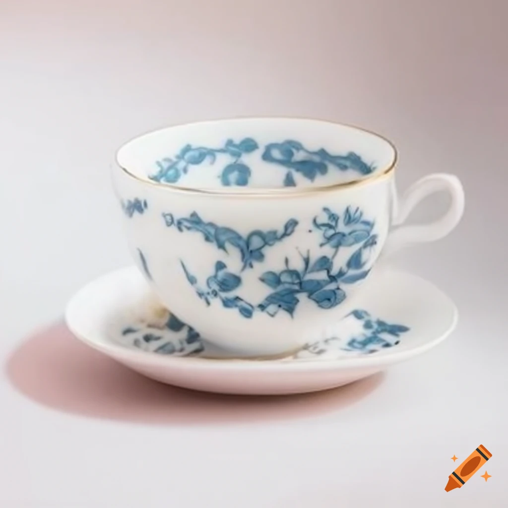 Delicate chine porcelain teacup with saucer on Craiyon