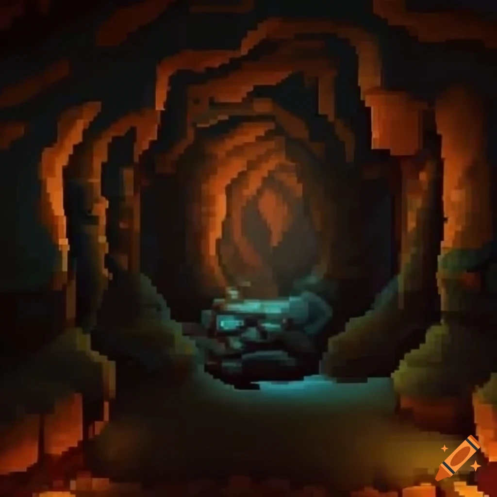 8-bit stone cave on Craiyon