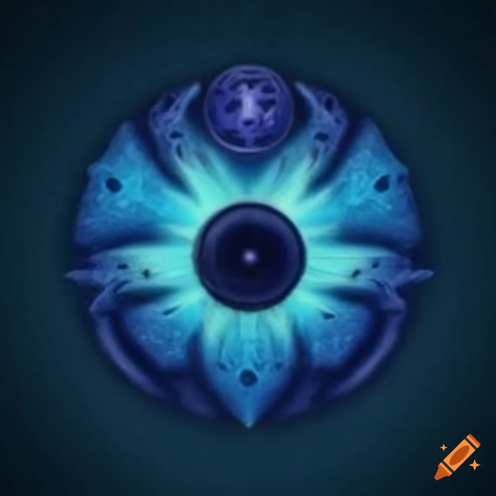 Protection spell casting in various shades of blue and white with a ...