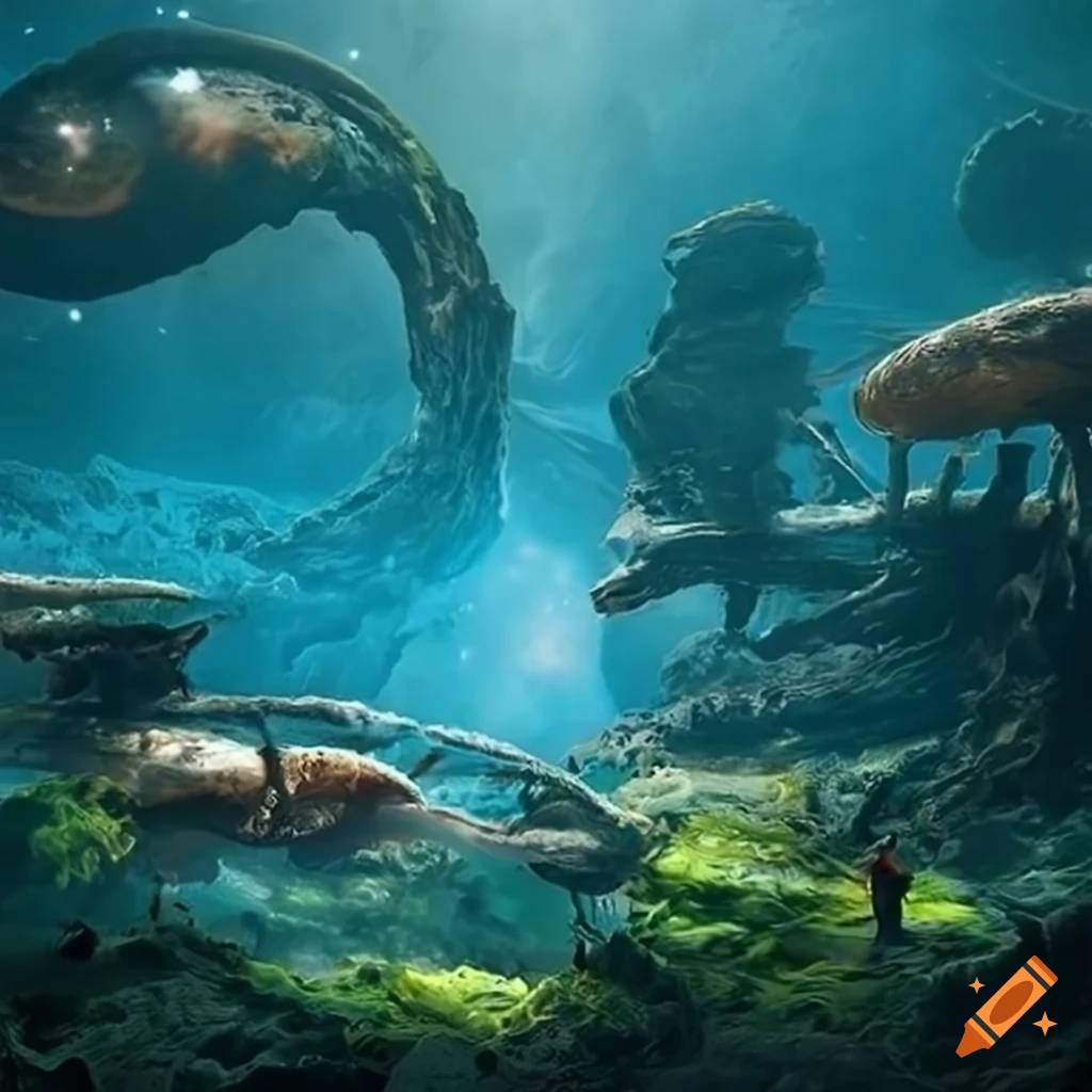 Intricate living ecosystem in space exploration on Craiyon