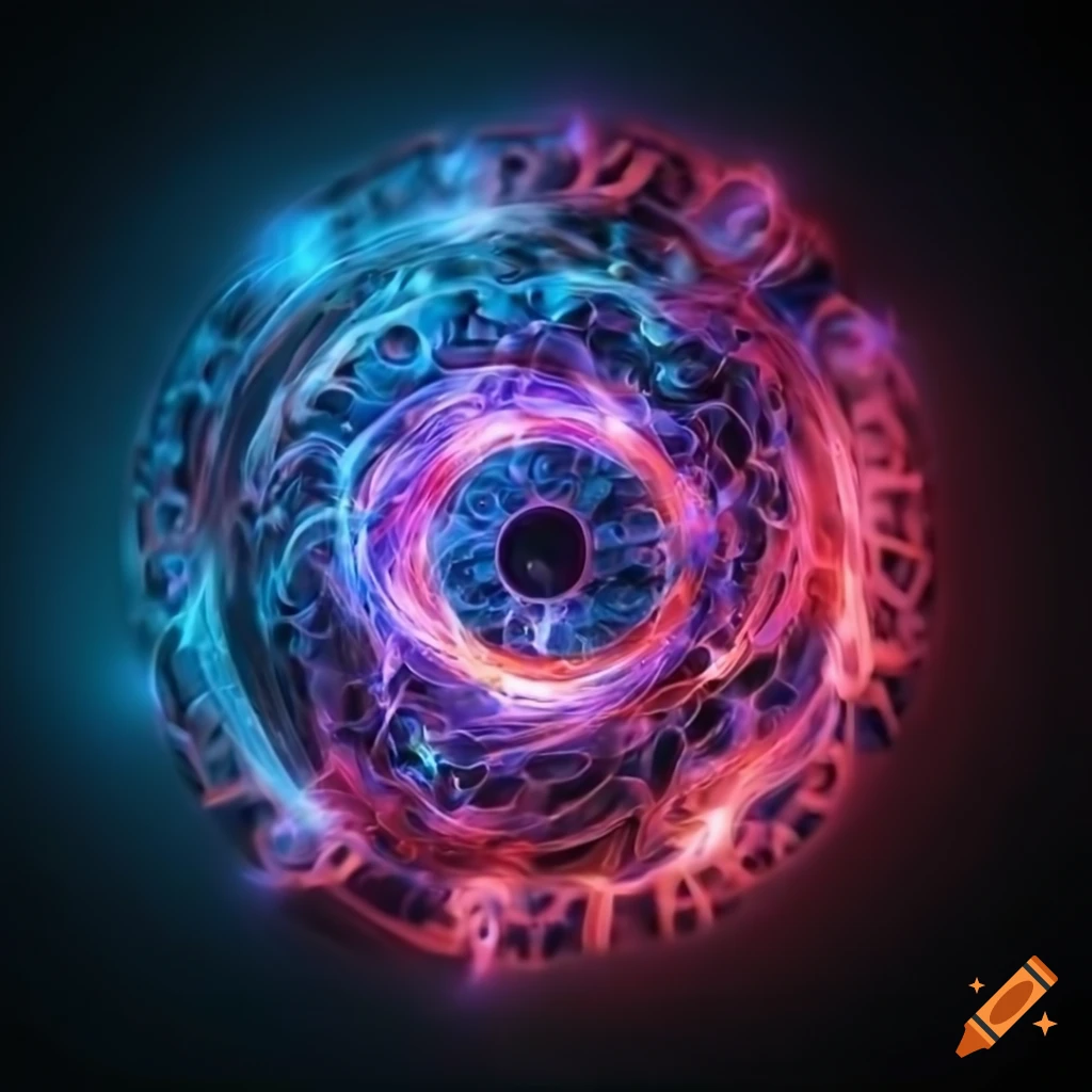 Multiple quantum plasma gears on black background on Craiyon