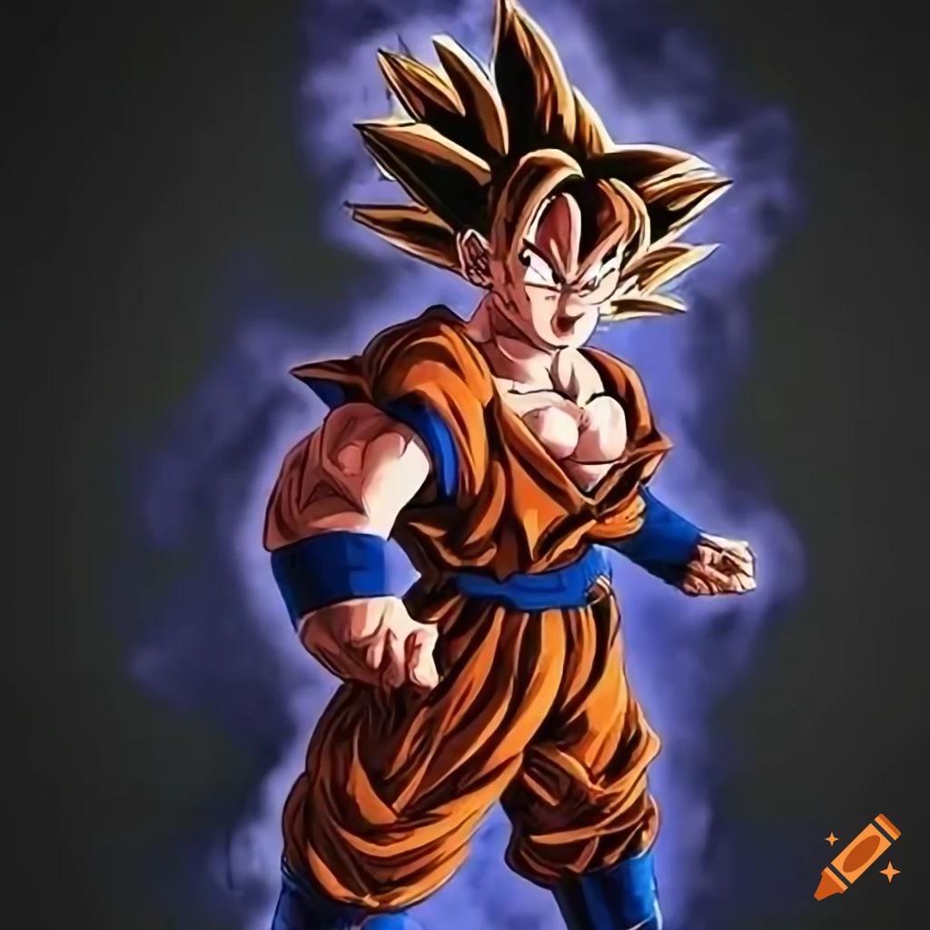 Illustration of goku facing off against messi on Craiyon