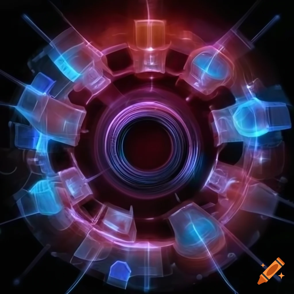 Multiple Quantum gears on a black background on Craiyon