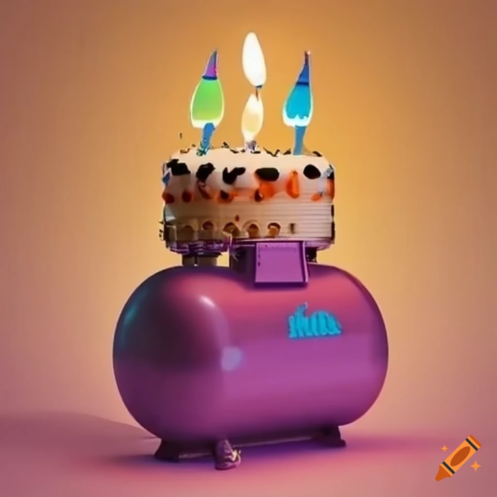 Happy birthday message on air compressor tank on Craiyon