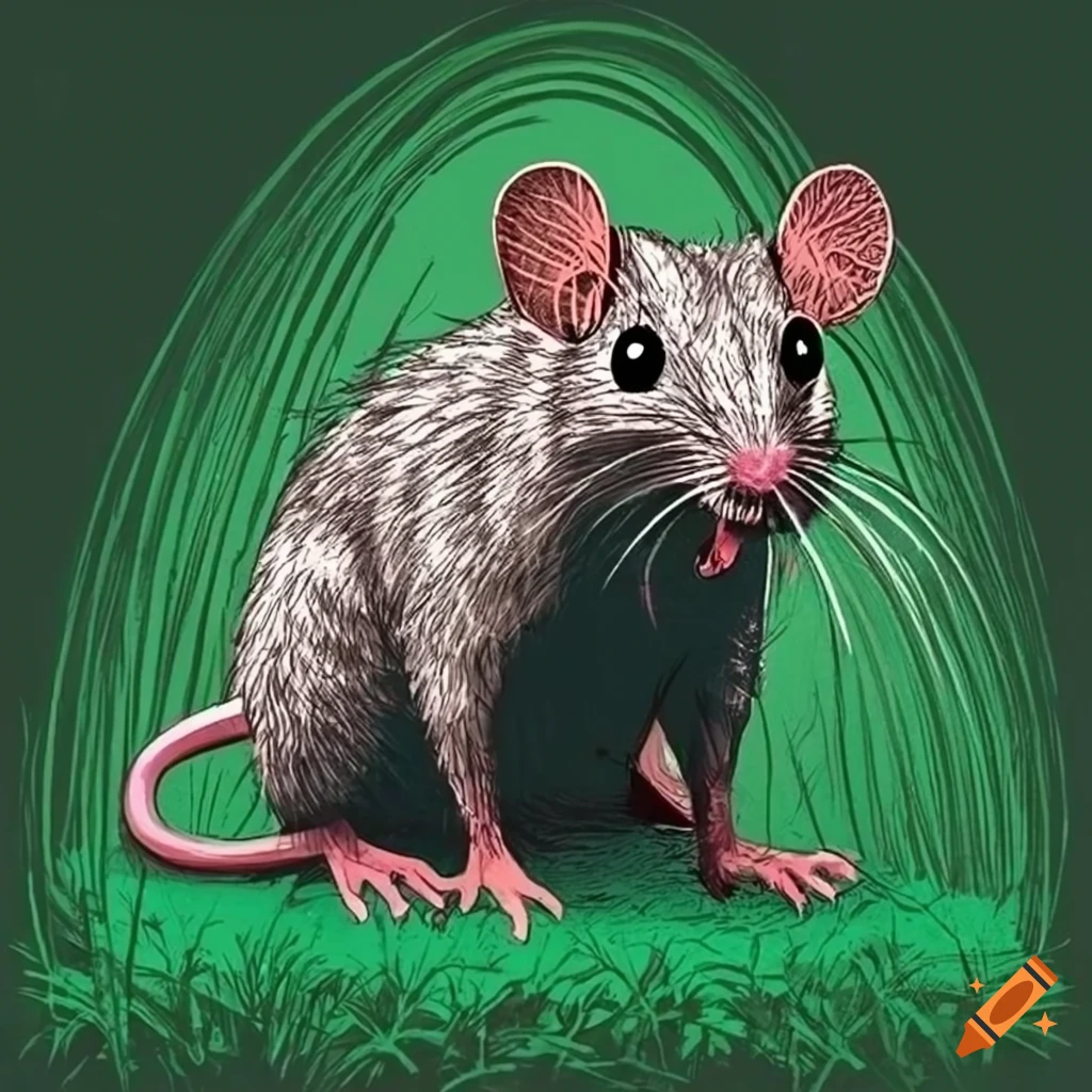 Grunge rat design in grass for t-shirt on Craiyon