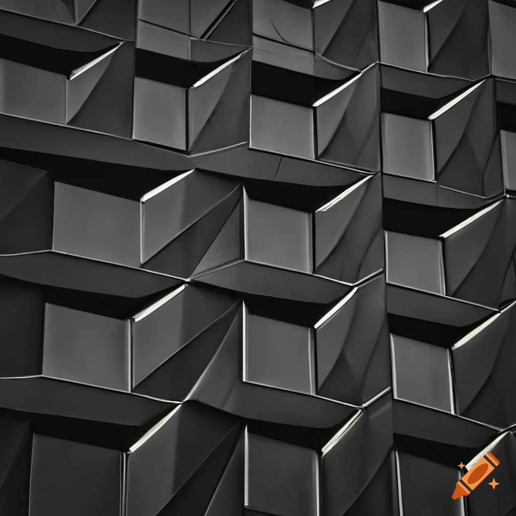 Flat black metallic building with Penrose triangles in surreal ...