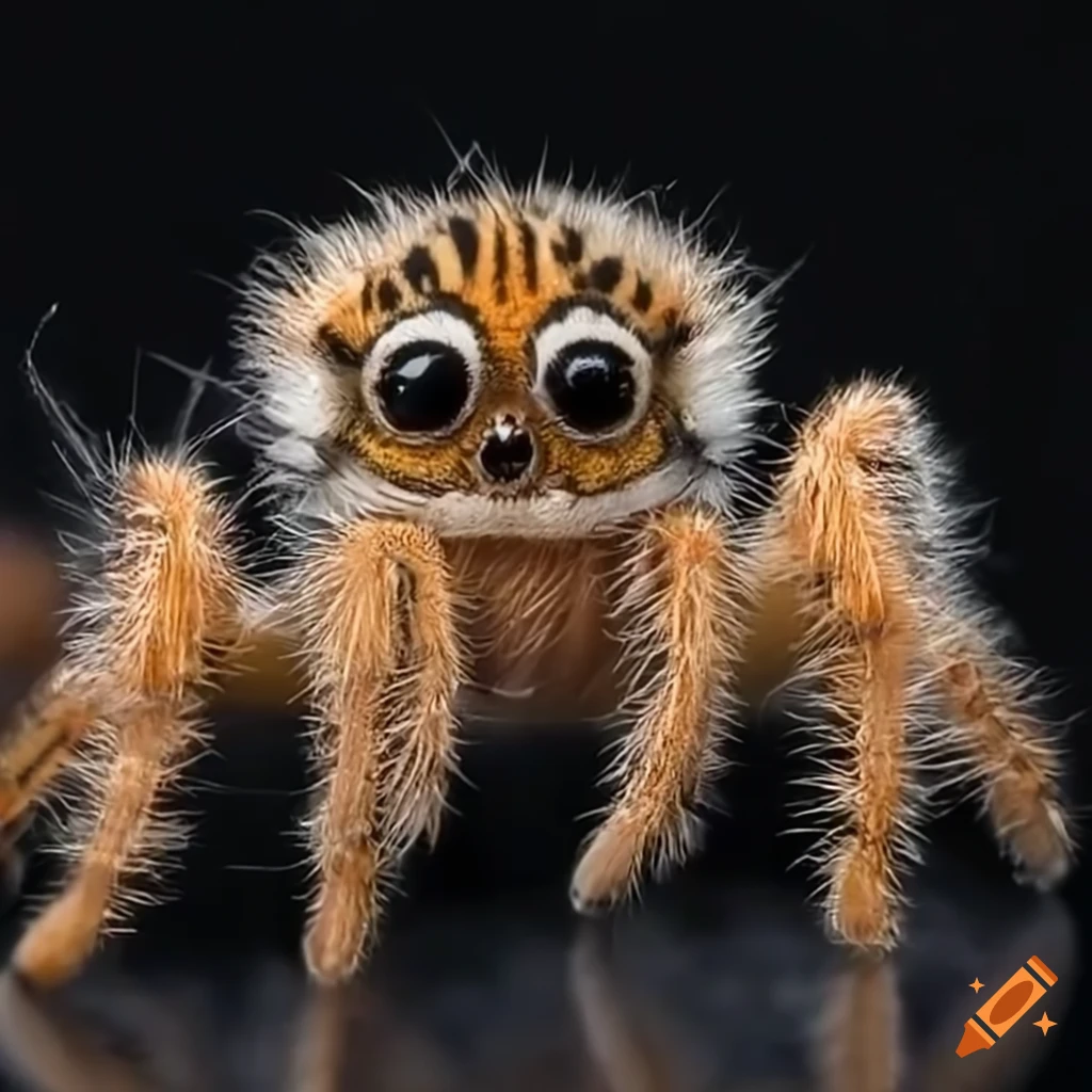 Cute spider with a baby tiger head on Craiyon