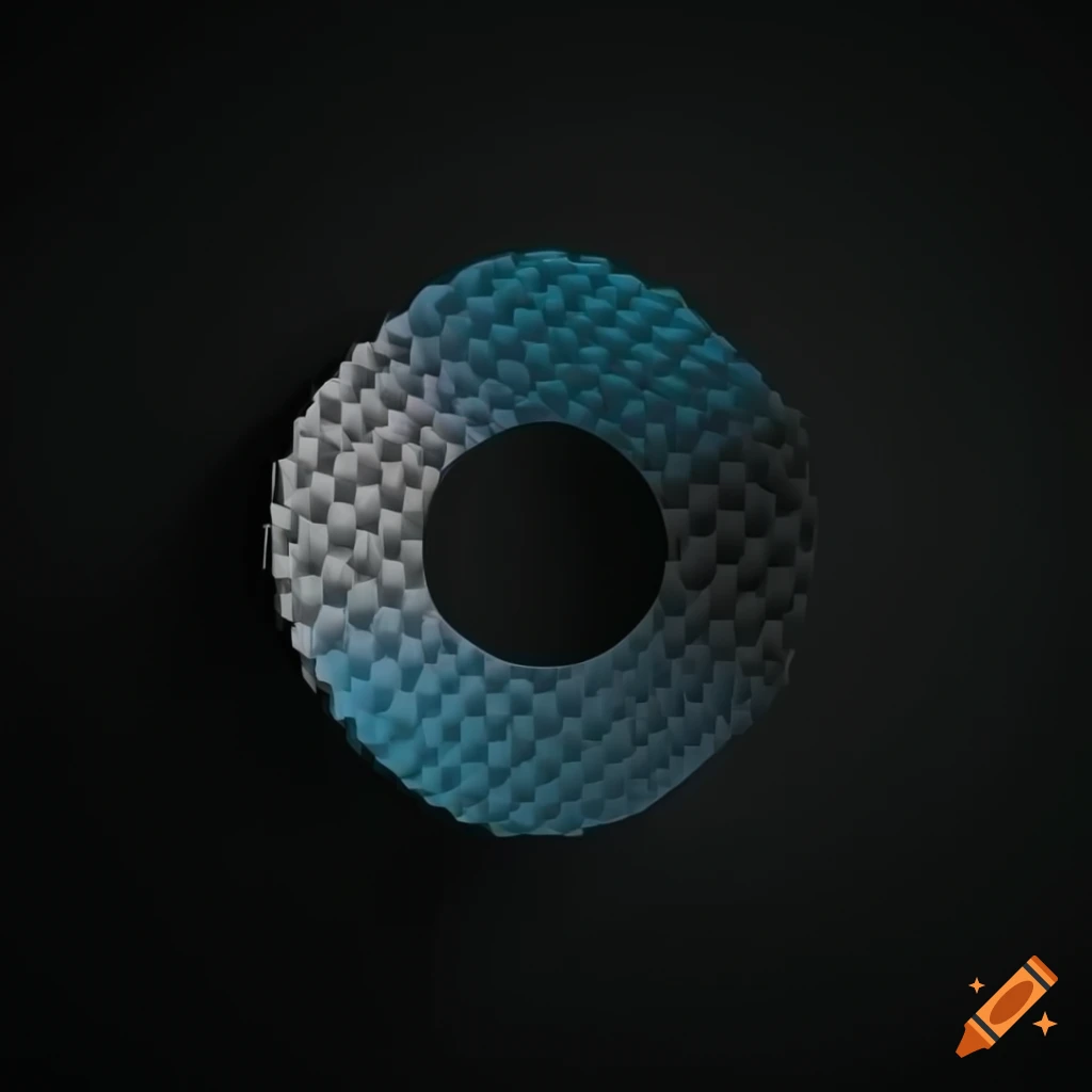 3D isometric double Moebius logo on black background with carbon fiber ...