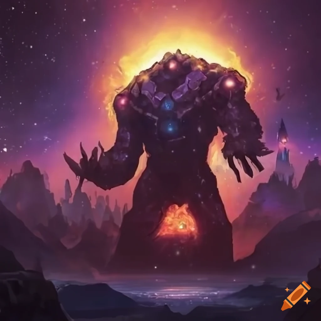 Massive cosmic golem sculpture on Craiyon