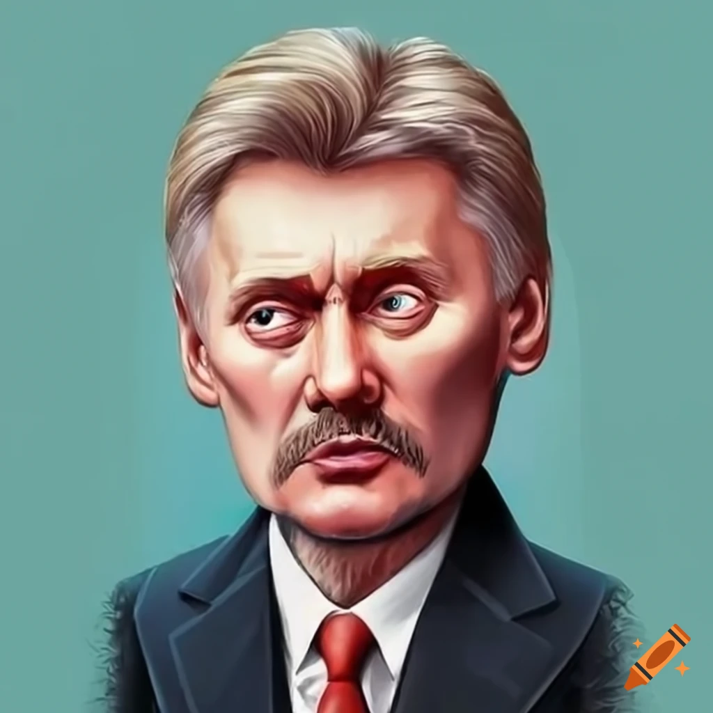 Satirical illustration of russian politician dmitry peskov on Craiyon