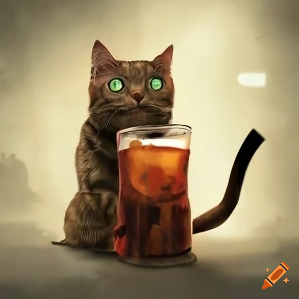 Cat drinking soda in half life 2 scene on Craiyon