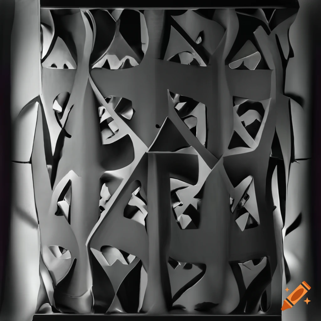Steel sculptural mc escher labyrinth in 4k resolution on Craiyon