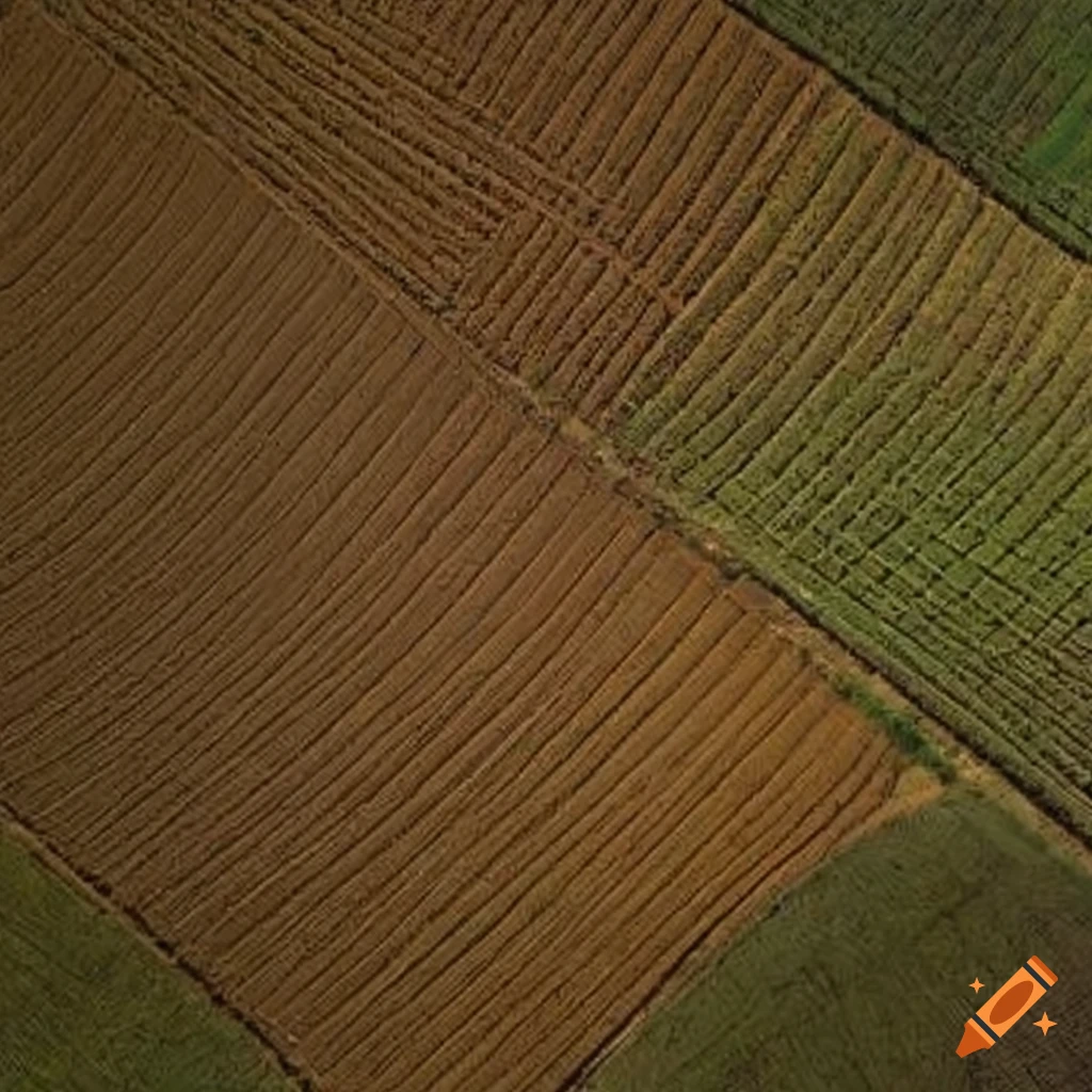 Aerial view of mixed farmland on Craiyon