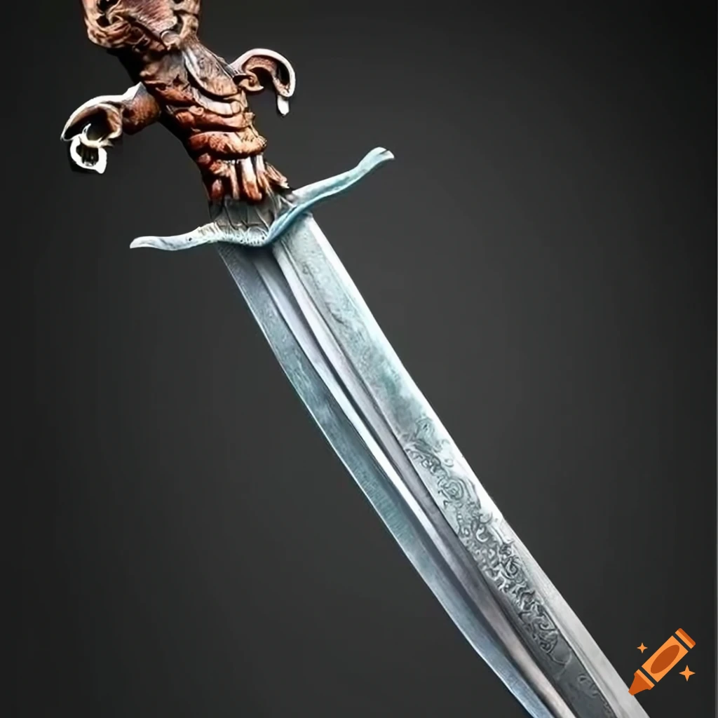 Sword with wolf head handle and blade, intricate design on Craiyon