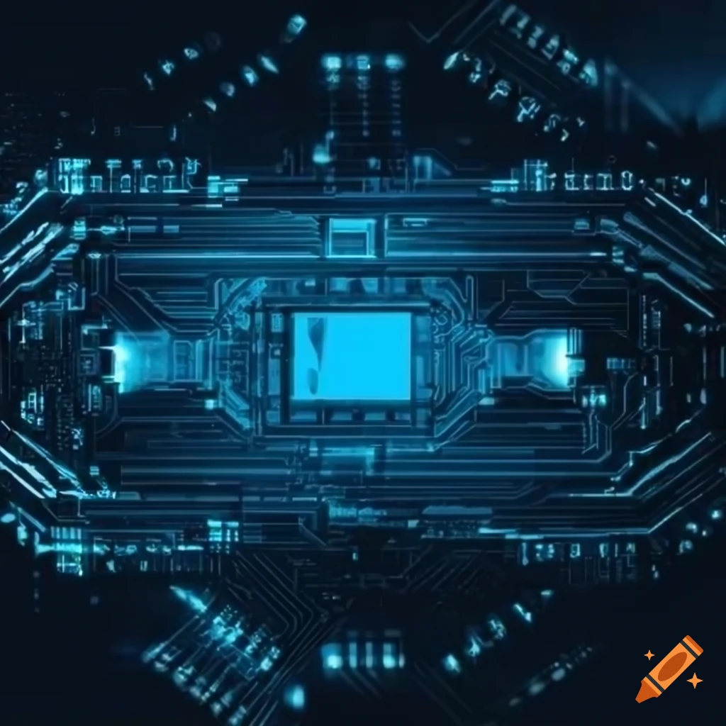 Cryptocurrency futuristic chip design banner on Craiyon