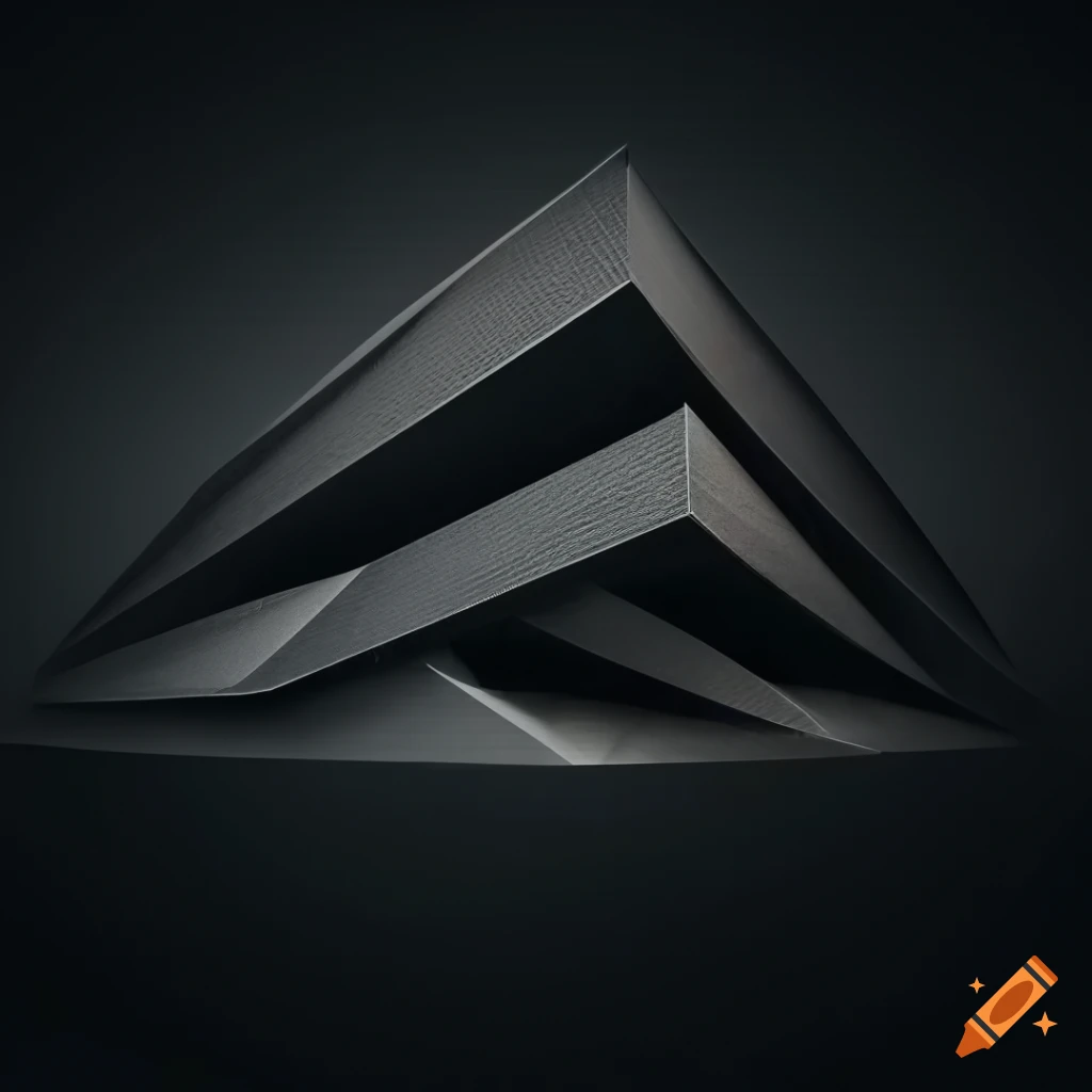 Flat black metallic building with penrose triangles in surreal ...