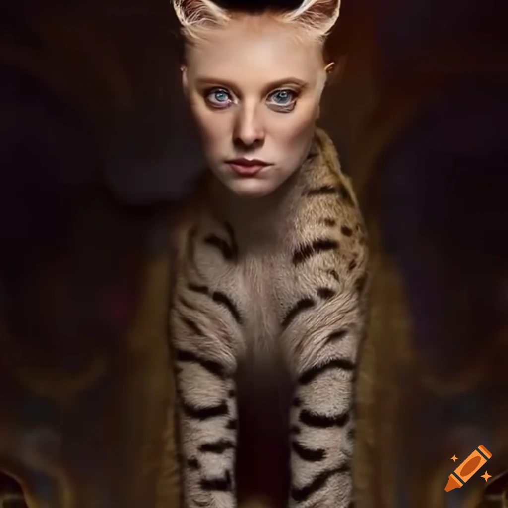 Actress transformed into a feline creature through visual effects art ...