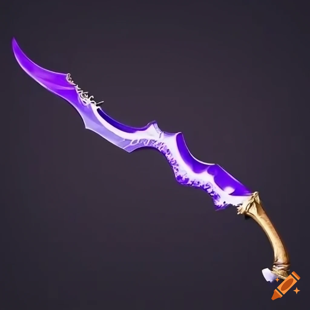 Fantasy magical curved sword with wave design on Craiyon