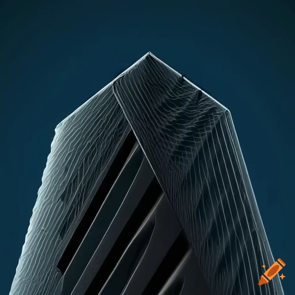 Flat black triangular metallic building with Penrose triangles in ...