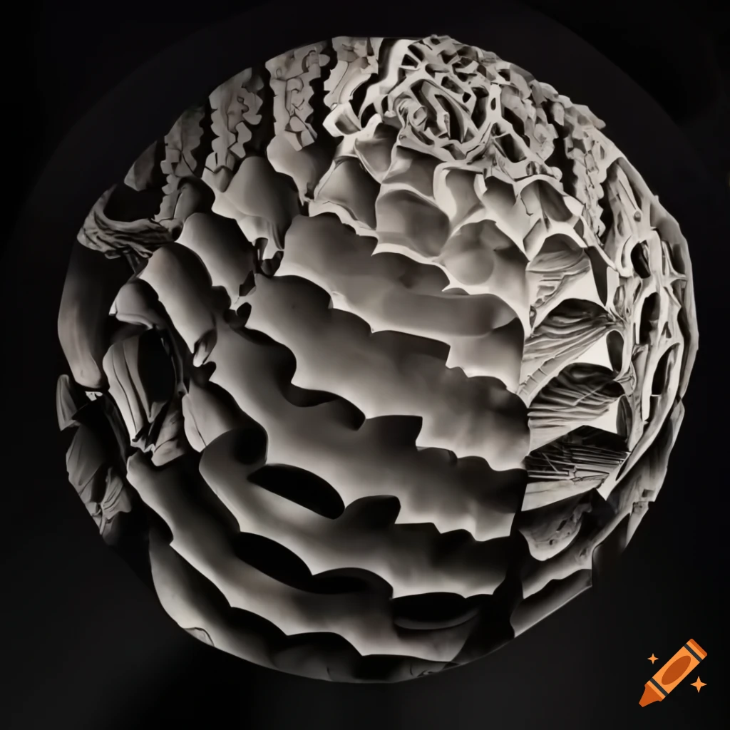 Steel sculptural mc escher labyrinth in 4k resolution on Craiyon