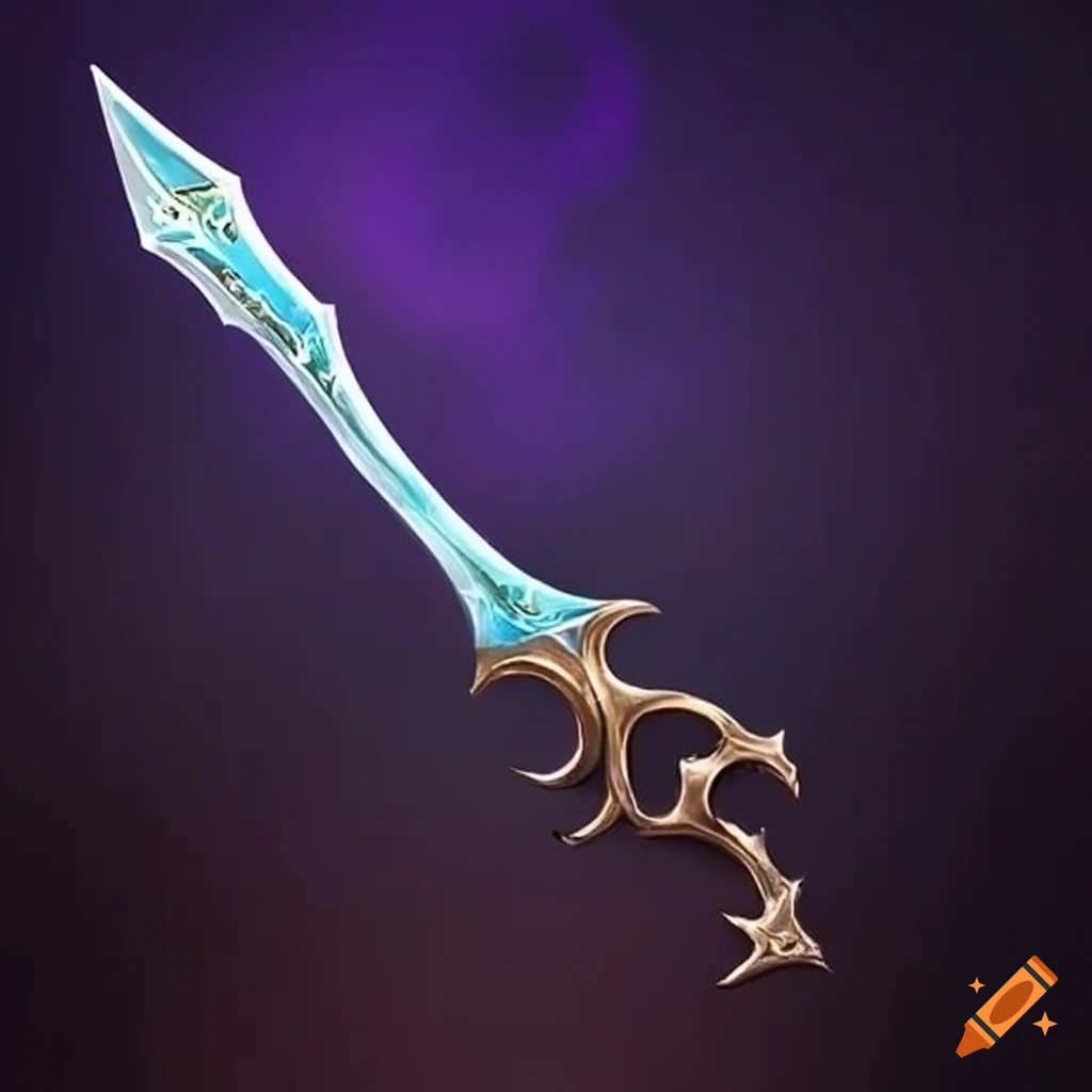 Fantasy magical curved sword with wave design on Craiyon