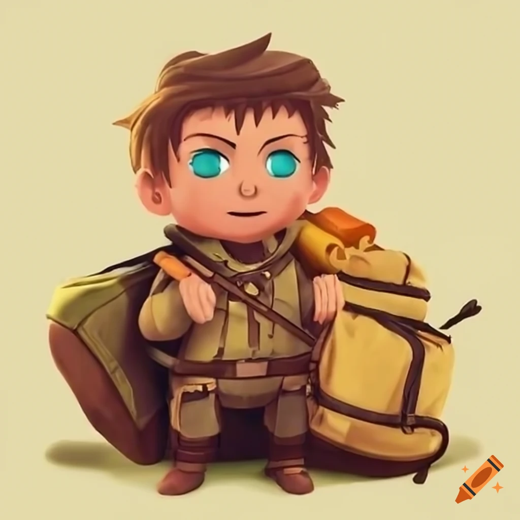 Small adventurer carrying a bag of cheese on Craiyon