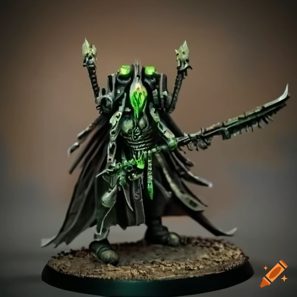Intricately detailed necron lord sci-fi warlord on Craiyon